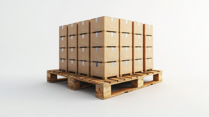 A Stack of Cardboard Boxes on a Pallet Stock Image - Image of handling ...