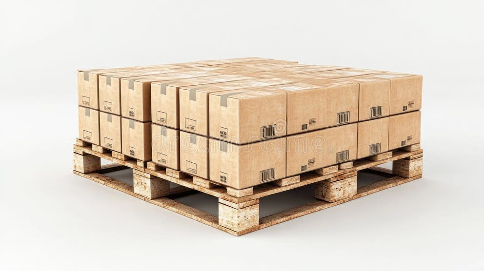 A Stack of Cardboard Boxes on a Pallet Stock Image - Image of pallet ...