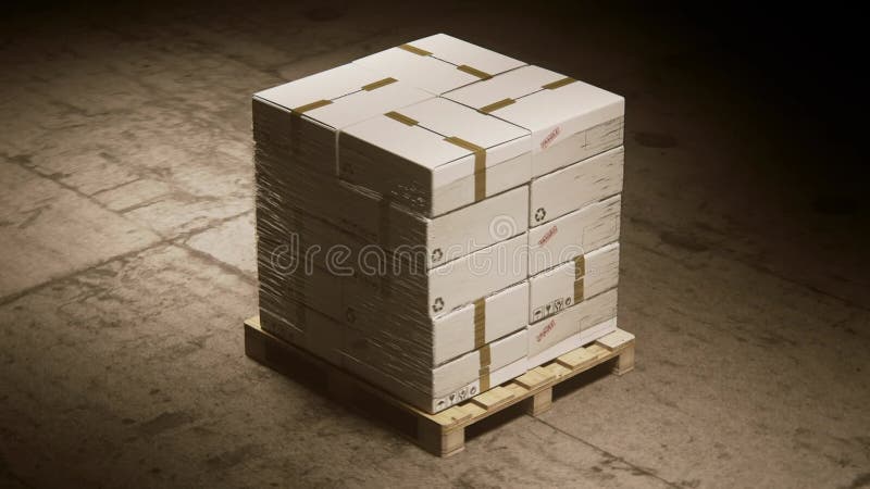 A Stack of Cardboard Boxes on a Pallet in the Warehouse Waiting for a ...