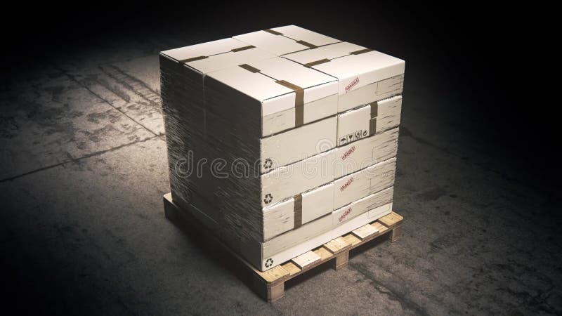 A Stack of Cardboard Boxes on a Pallet in the Warehouse Waiting for a ...