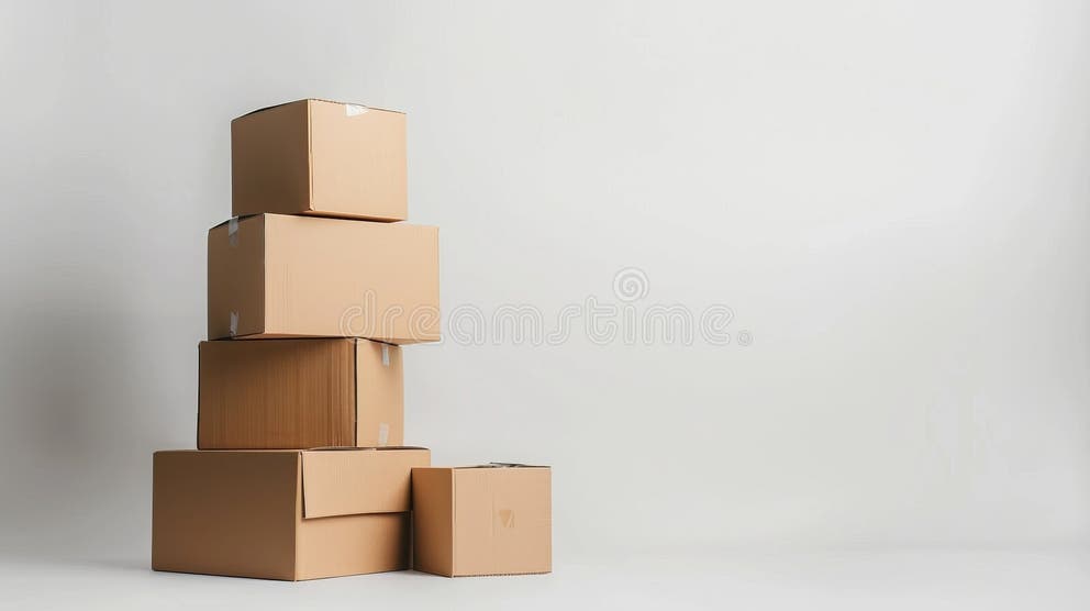 A Stack of Cardboard Boxes is Piled on Top of Each Other Stock Photo ...