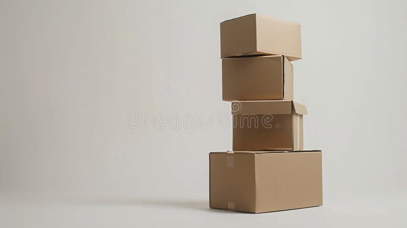 A Stack of Cardboard Boxes is Piled on Top of Each Other Stock Photo ...