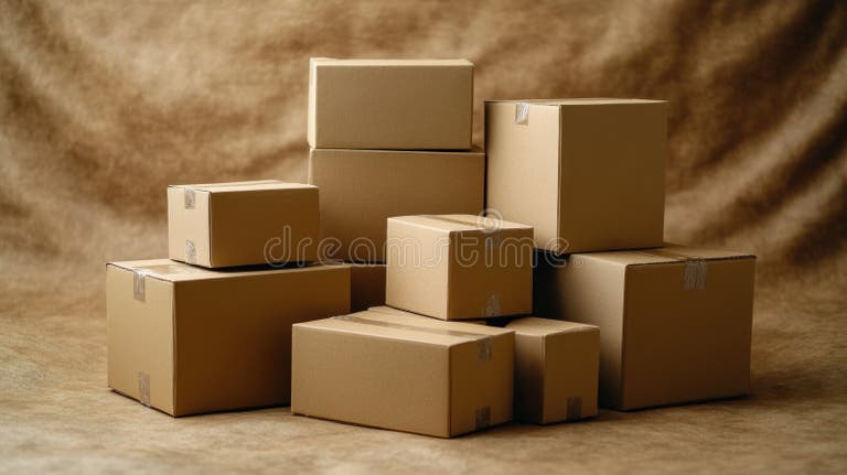 A Stack of Cardboard Boxes is Piled Up Against a Wall Stock Image ...
