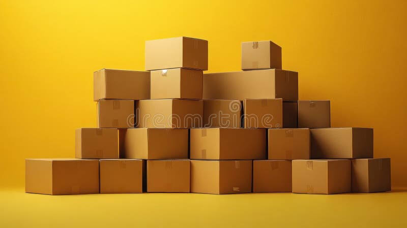 Stack Cardboard Boxes Piled Up Against Wall Stock Photos - Free ...