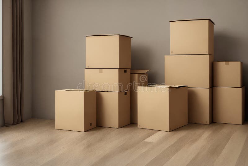 A Stack of Cardboard Boxes in a Room, a Lot of Objects. Generative AI ...