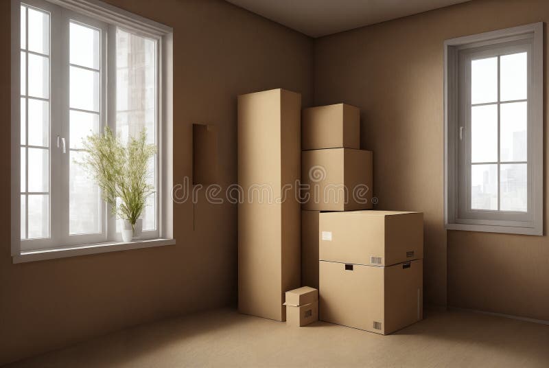 A Stack of Cardboard Boxes, a Lot of Objects. Generative AI Stock ...