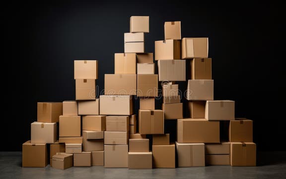 Stack of Cardboard Boxes in the Shape of a Pyramid Piled Up Together ...