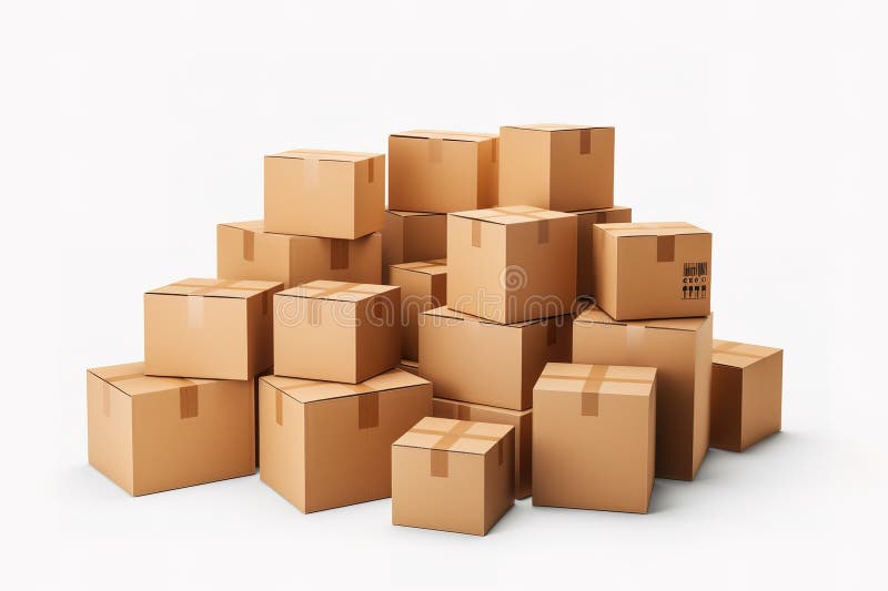 Stack of Cardboard Boxes Shipping and Logistics Concept Stock ...