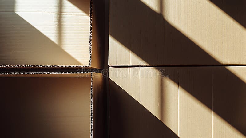 A Stack of Cardboard Boxes is Sitting in the Sun, Casting a Shadow on ...