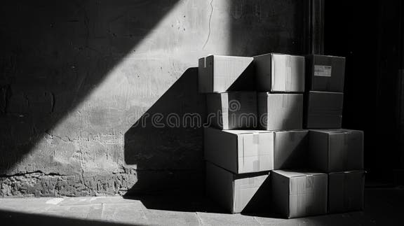 A Stack of Cardboard Boxes is Sitting in the Sun Stock Photo - Image of ...