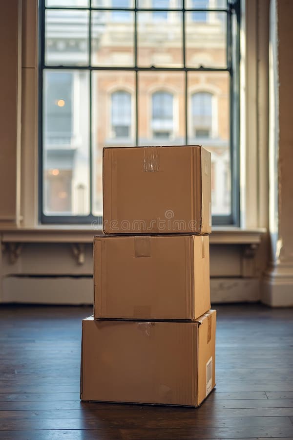 A Stack of Cardboard Boxes Sitting on Top of Each Other in Front of a ...