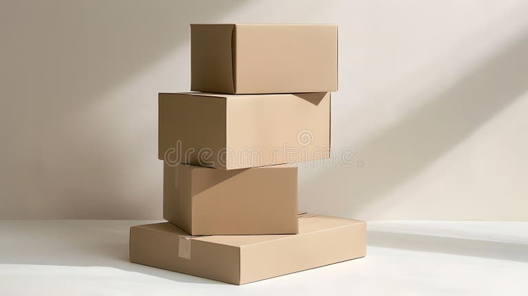 Stack of Cardboard Boxes in Soft Natural Light. Simplistic Design ...