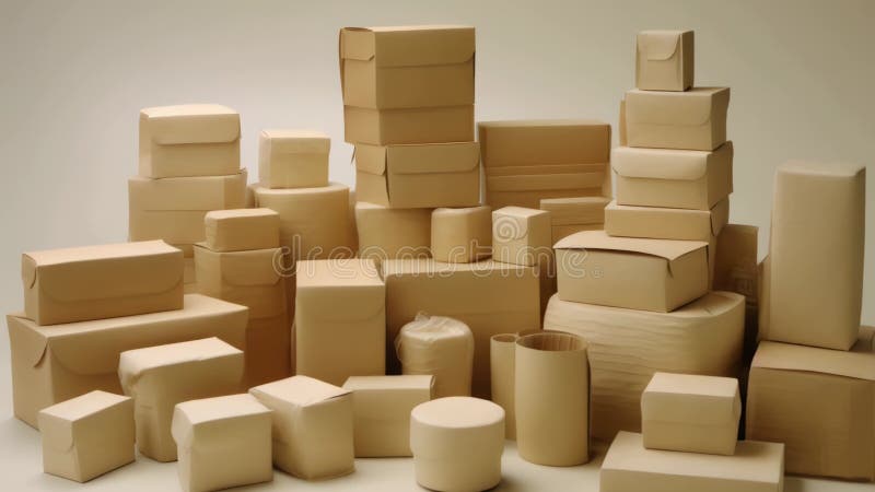 A Stack of Cardboard Boxes of Various Sizes and Shapes Stock Footage ...