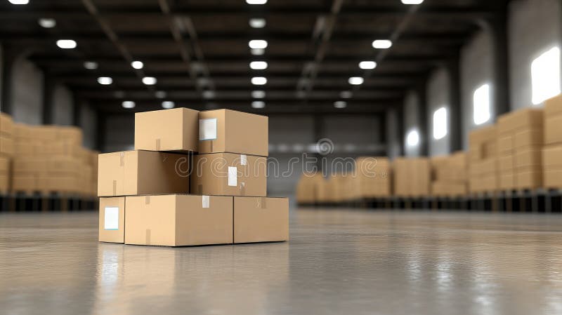 Stack of Cardboard Boxes in Warehouse Setting Stock Illustration ...