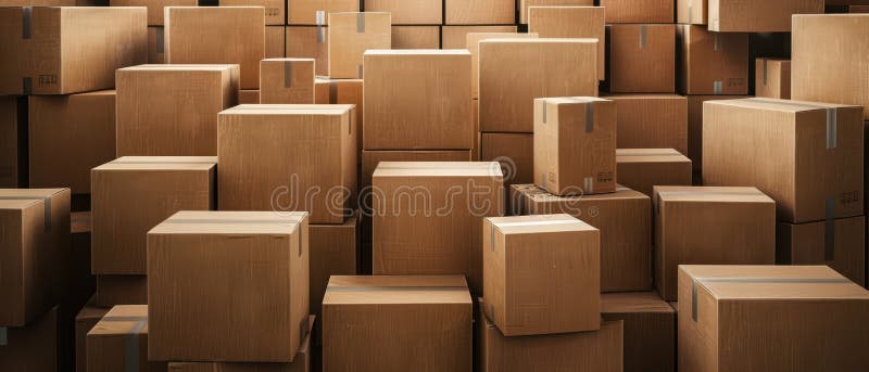 A Stack of Cardboard Boxes in a Warehouse Storage Facility Stock Photo ...