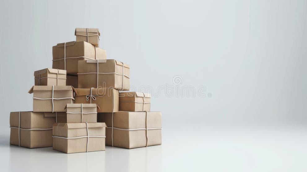 Stack of Cardboard Boxes on White Background Stock Image - Image of supplies, parcel: 324170699