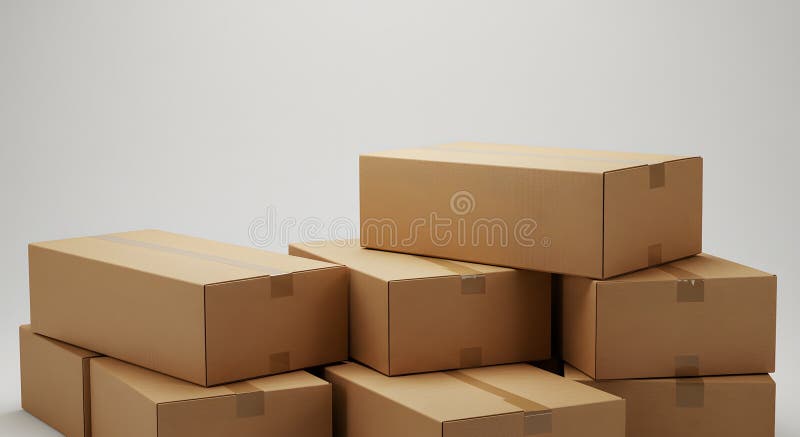 Stack of Cardboard Boxes on a White Background Stock Illustration ...