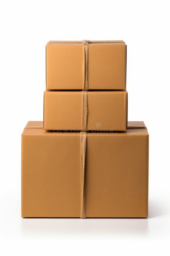 Stack of Cardboard Boxes on White Background Photo by Shutterstocker. Generative AI Stock Image ...