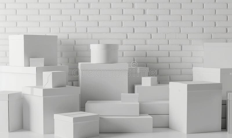Stack of Cardboard Boxes in White Room with Sunlight. Space for Text ...