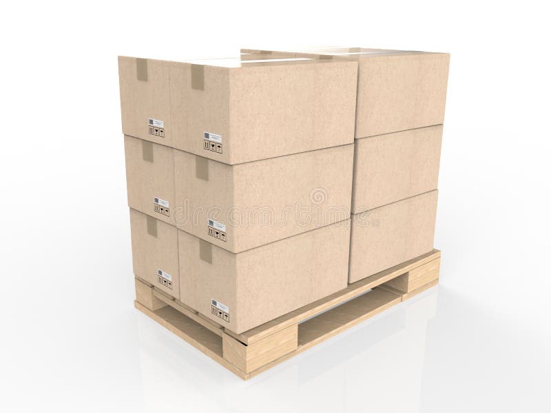 Stack of Cardboard Boxes on Wooden Pallet Stock Photo - Image of brown ...