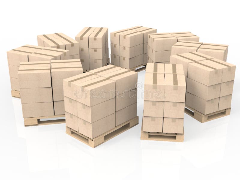 Stack of Cardboard Boxes on Wooden Pallet Stock Photo - Image of ...