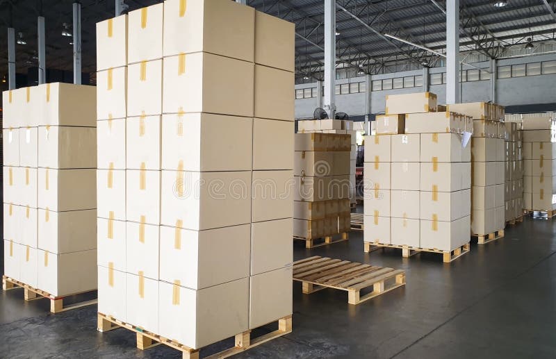 Stack of Cardboard Boxes on Wooden Pallets, Shipment Package Boxes ...