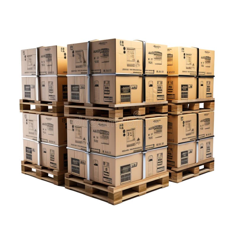 Stack of Cardboard Boxes on Wooden Pallets. Stack of Brown Cardboard ...