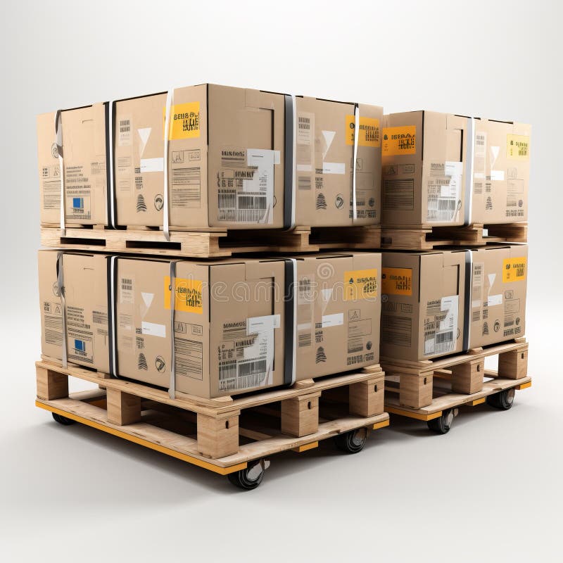 Stack of Cardboard Boxes on Wooden Pallets. Stack of Brown Cardboard ...