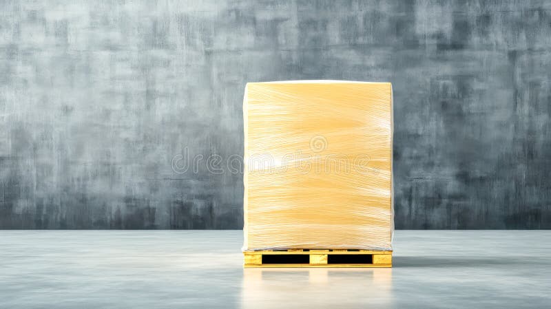 Stack of Cardboard Boxes Wrapped in Stretch Wrap on Wooden Pallet in ...