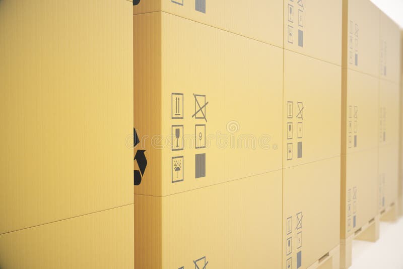 Stack of Cardboard Delivery Boxes or Parcels. Warehouse Concept ...