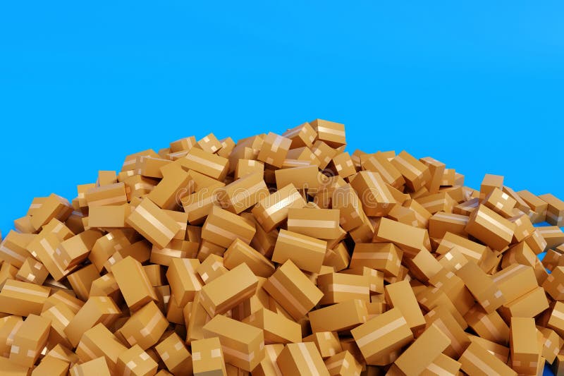 Stack of Cardboard Parcel Box Overflow, Shopping Delivery Shipping ...