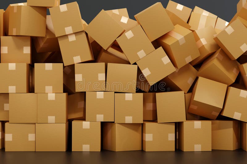 Stack of Cardboard Parcel Box Overflow, Shopping Delivery Shipping ...