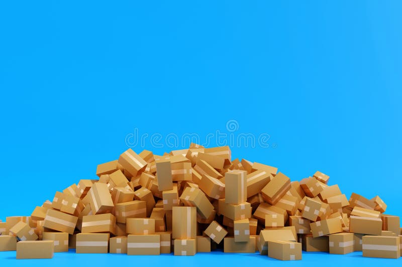 Stack of Cardboard Parcel Box Overflow, Shopping Delivery Shipping ...