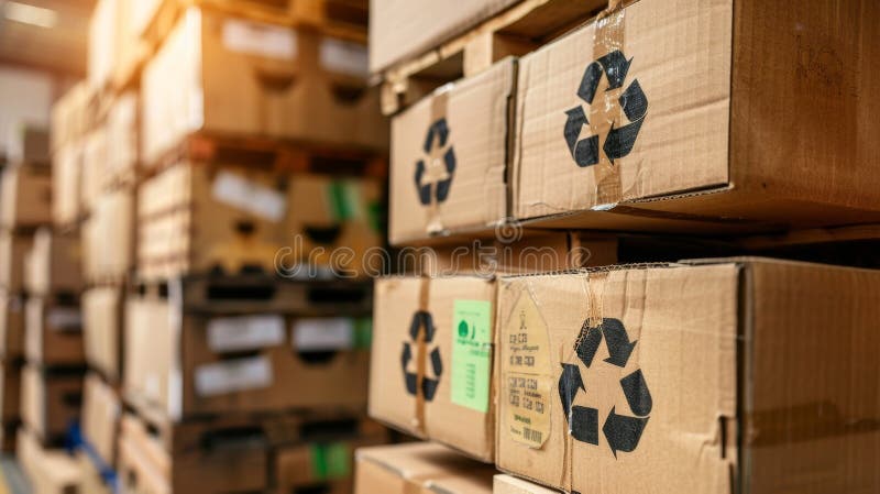 A Stack of Cardboard Shipping Boxes Each with a Label Indicating that ...