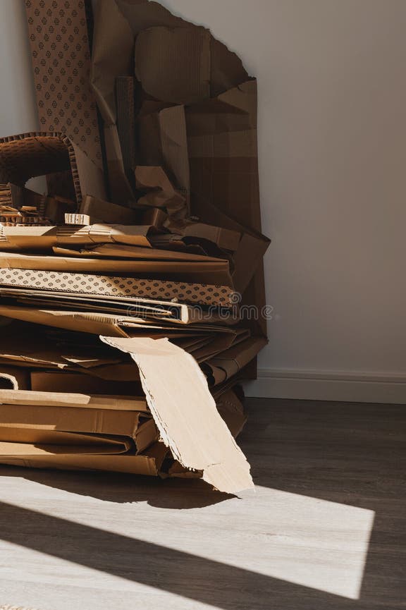 Stack of Cardboard Waste at Home. Concepts of Paper Recycling and Waste ...