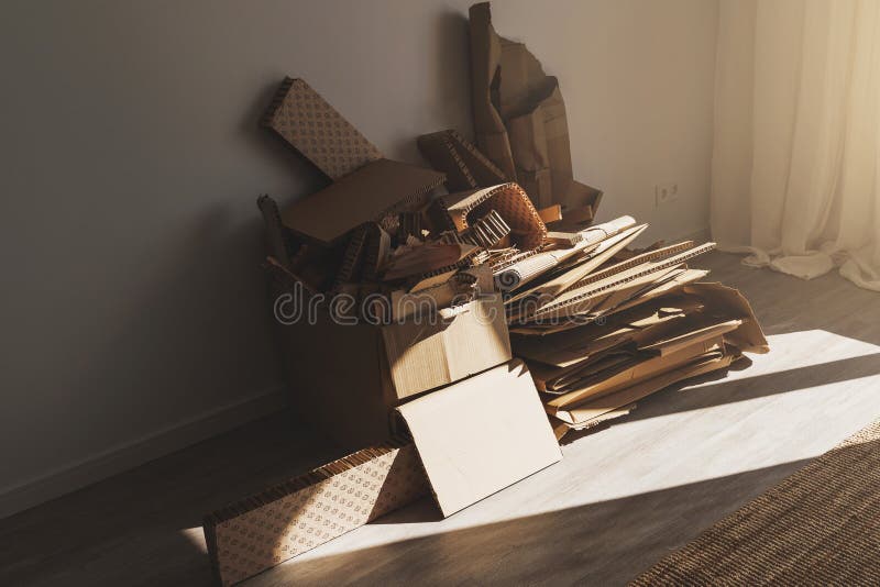Stack of Cardboard Waste at Home. Concepts of Paper Recycling and Waste ...
