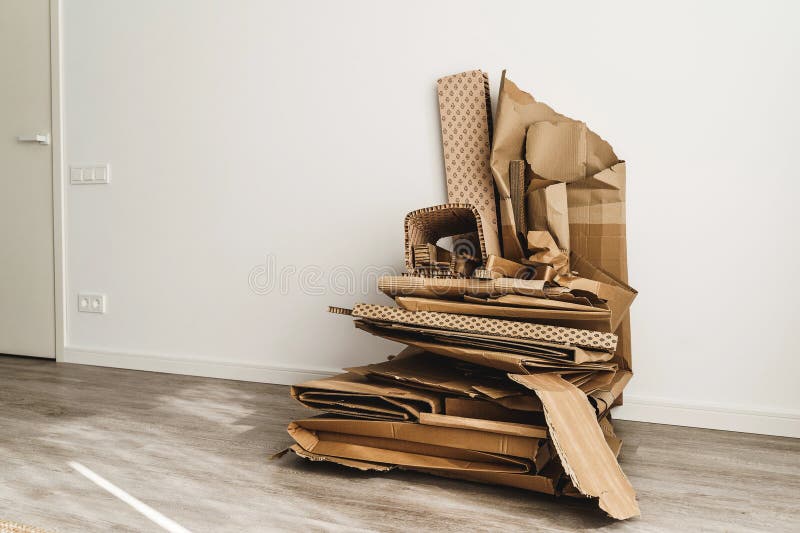 Stack of Cardboard Waste with PAP 21 Symbol. Concepts of Paper ...