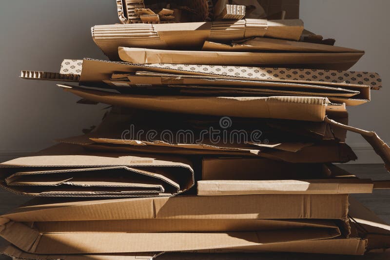 Cardboard and Waste Paper is Packaged for Recycling. Waste Stacked ...