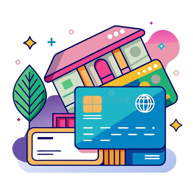 A Stack of Cards and a Check are on Top of a Building Stock ...