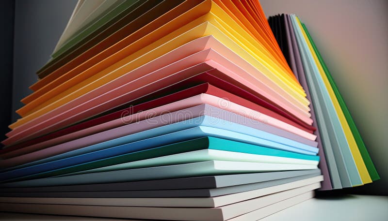 A Stack of Cardstock Paper in Various Colors on a Shelf. Generative AI ...