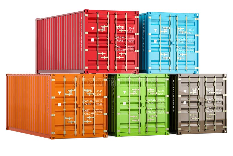 Stack of Cargo Containers. 3D Rendering Stock Illustration ...