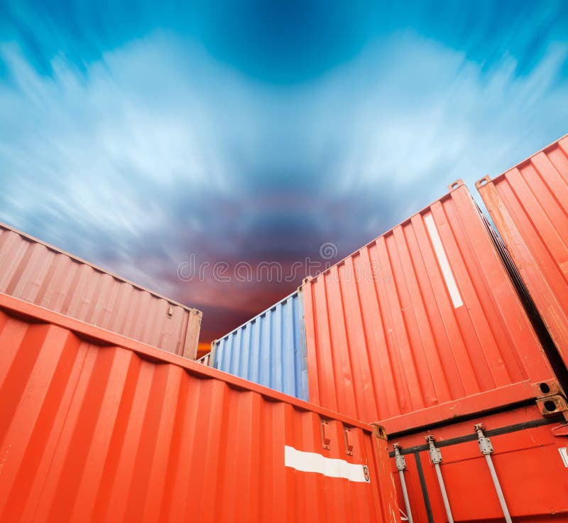 Stack of Cargo Containers at the Docks Stock Image - Image of orange ...