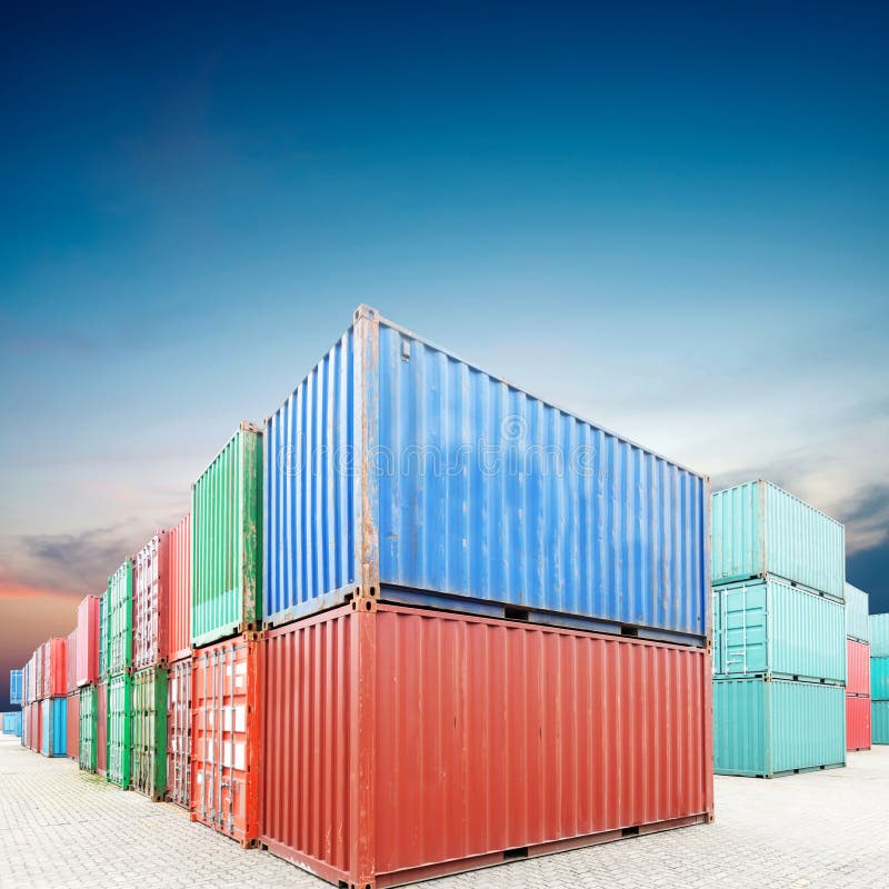 Stack of Cargo Containers at the Docks Stock Image - Image of heavy ...