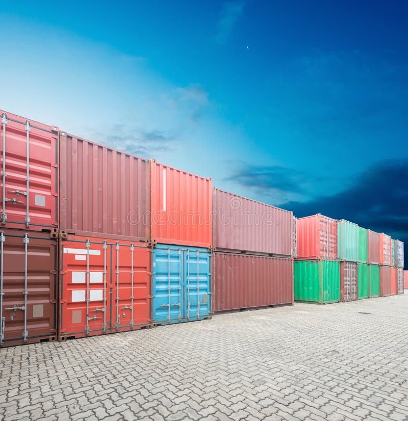 Stack of Cargo Containers at the Docks Stock Photo - Image of ...