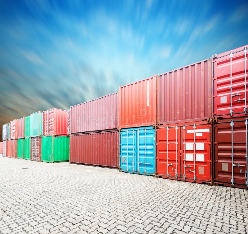 Stack of Cargo Containers at the Docks Stock Image - Image of dock ...