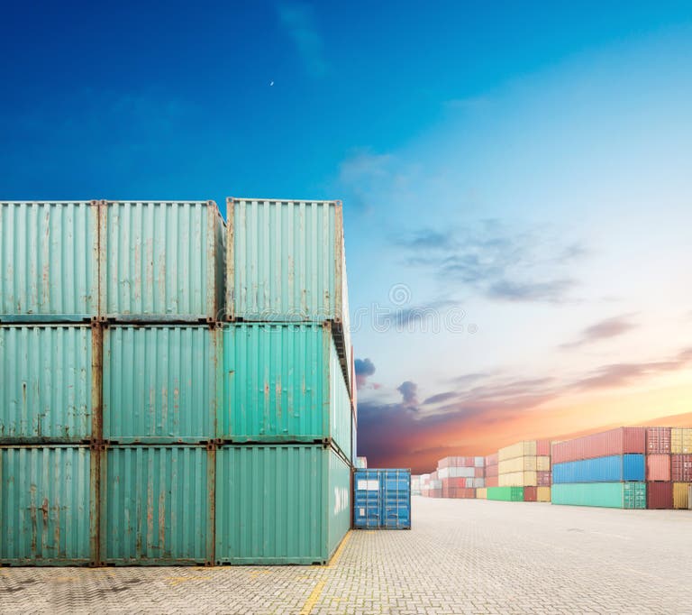 Stack of Cargo Containers at the Docks Stock Illustration ...