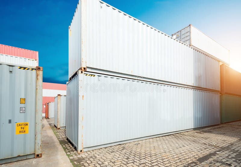 Stack of Cargo Containers at the Docks Stock Photo - Image of business ...