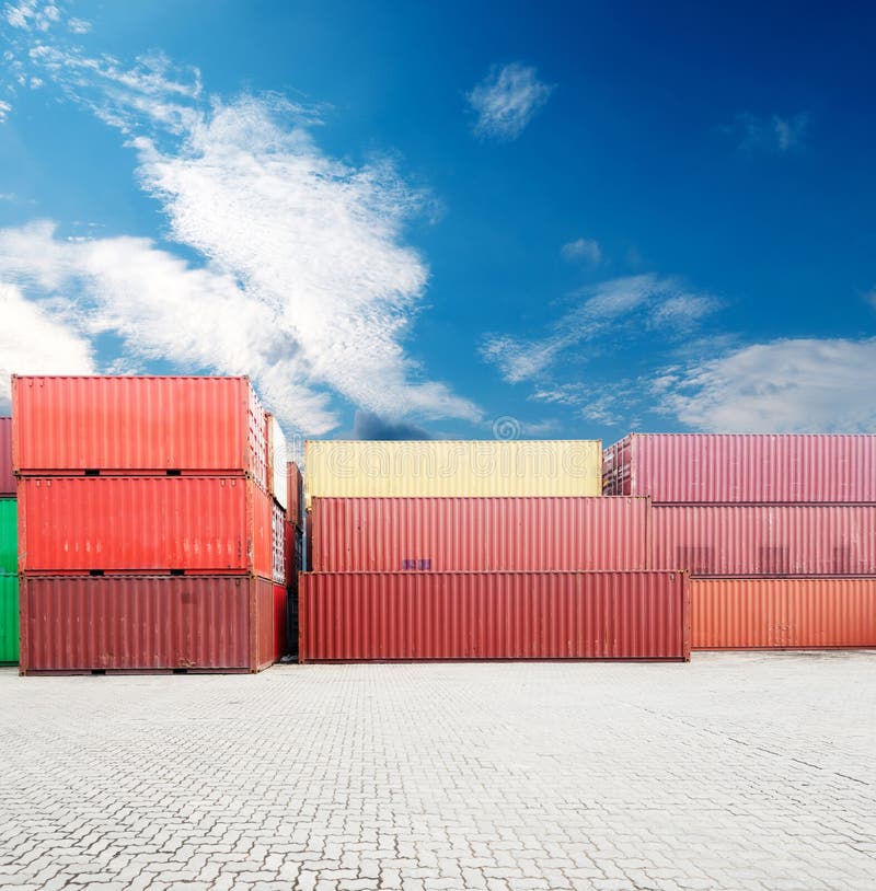 Stack of Cargo Containers at the Docks Stock Image - Image of cargo ...