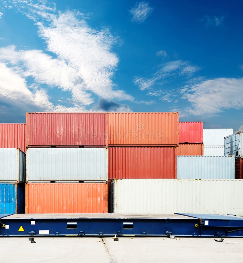 Stack of Cargo Containers at the Docks Stock Image - Image of dockyard ...