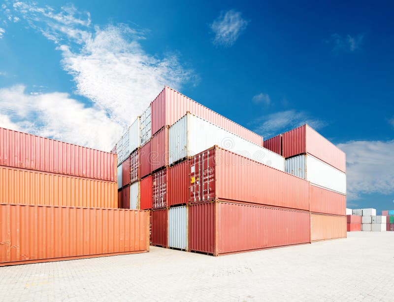 Stack of Cargo Containers at the Docks Stock Photo - Image of ...